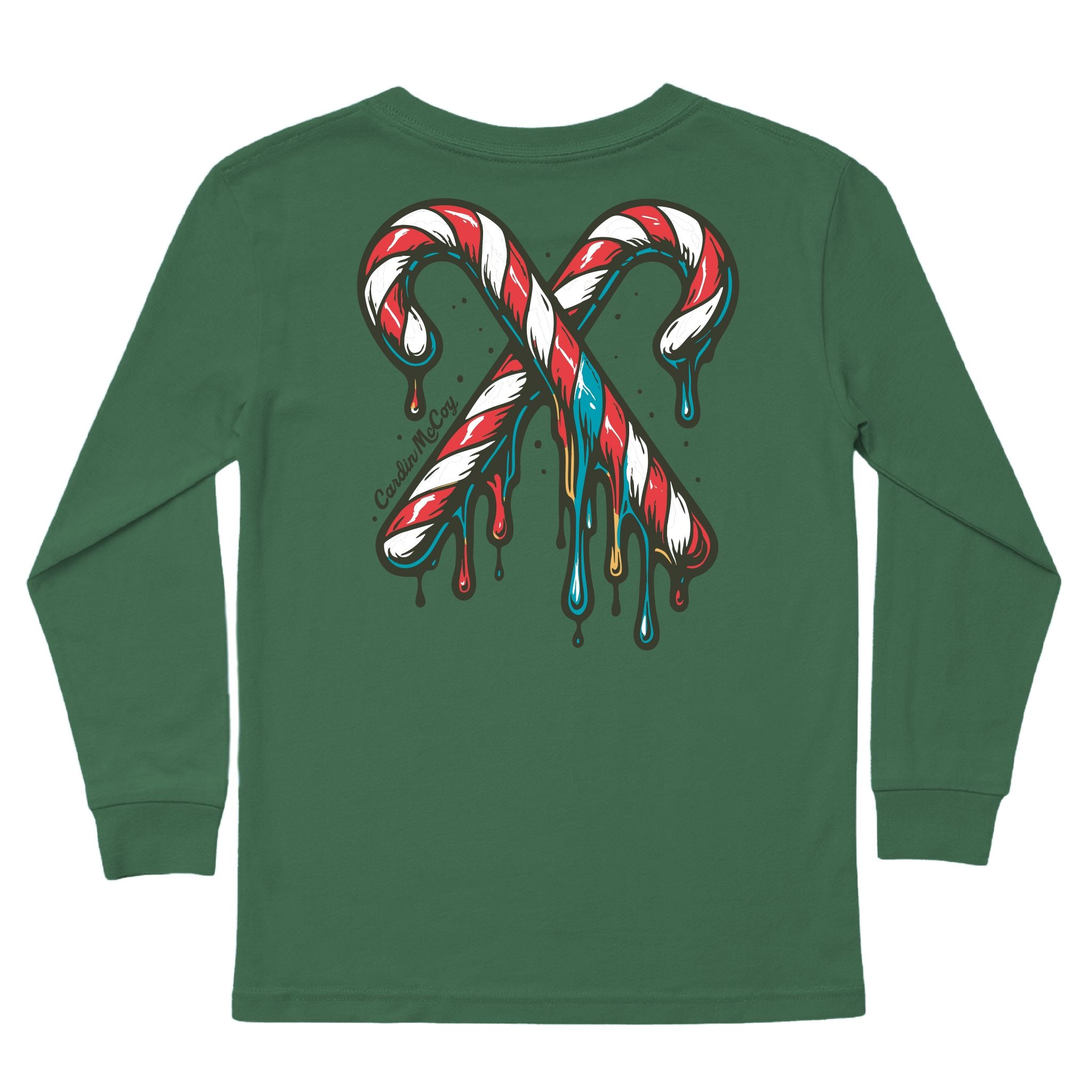 Kids' Candy Cane Drip Long-Sleeve Tee - Fun and Festive Holiday Wear ...
